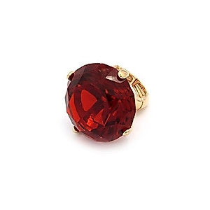 NYFASHION101 Women's Extra Big Rhinestone Fashion Stretch Ring, Red/Gold-Tone