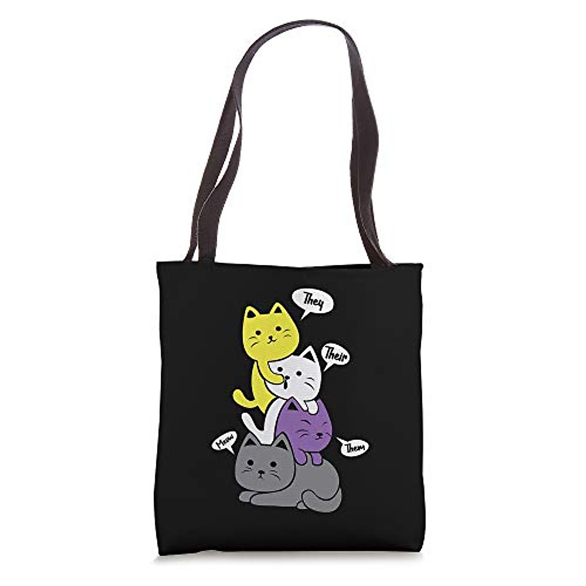 Nonbinary They Their Them Meow Cute Non-Binary Flag Kawaii Tote Bag