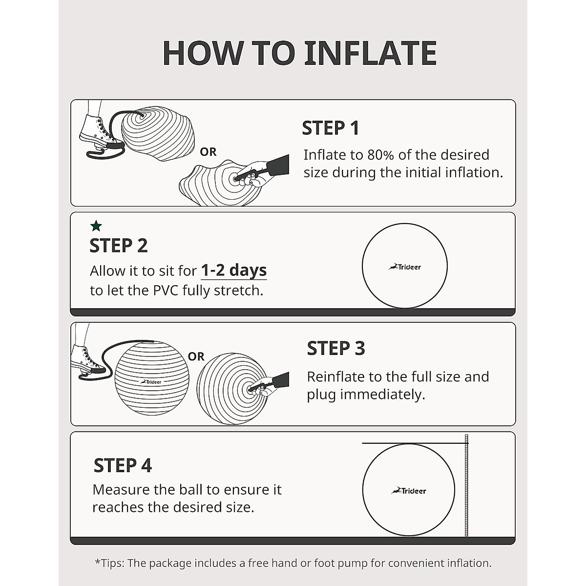 Trideer Extra Thick Yoga Ball Exercise Ball, 5 Sizes Ball Chair, Heavy Duty Swiss Ball for Balance, Stability, Pregnancy, Physical Therapy, Quick Pump Included (Black, L (58-65cm))