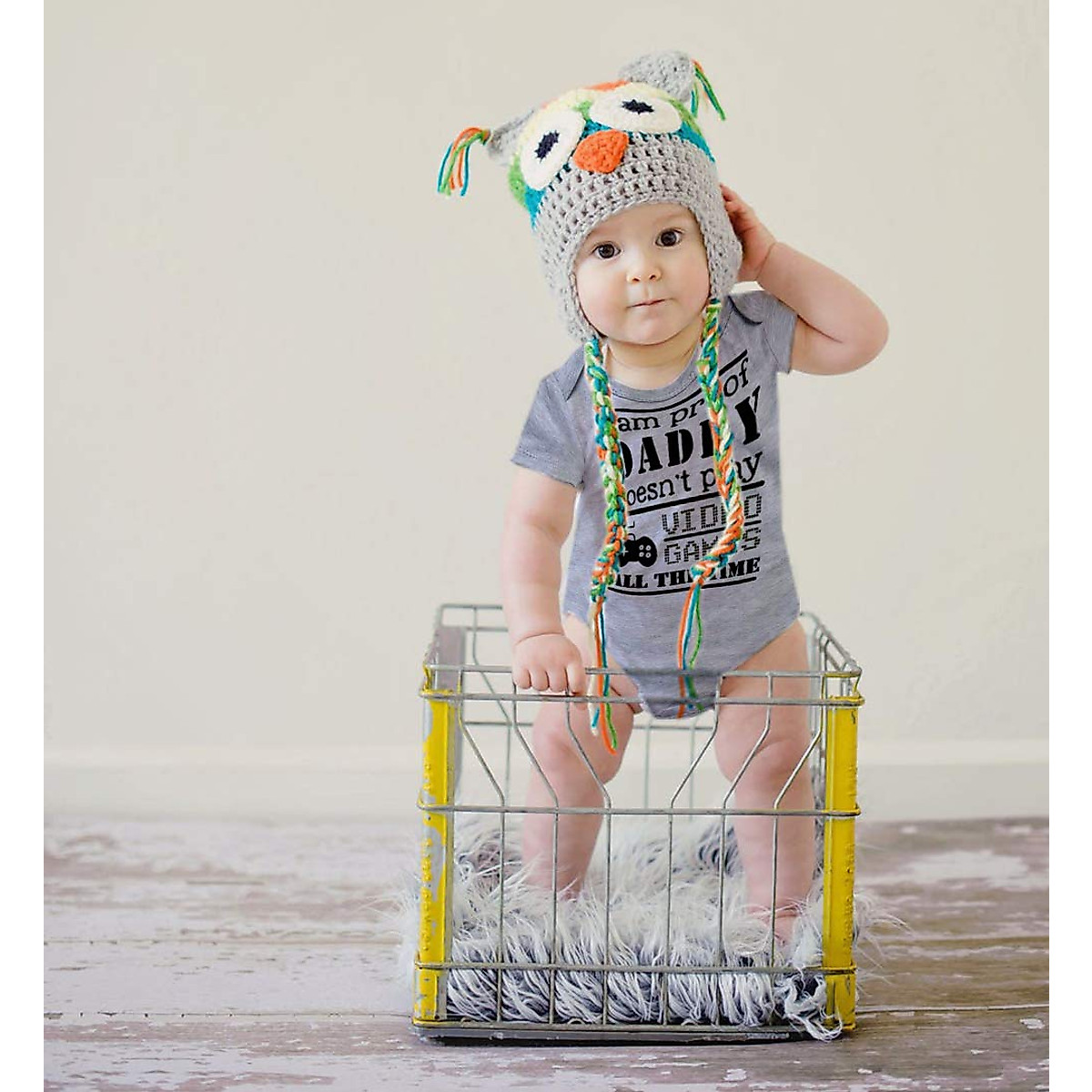 Loveternal I'm Proof Daddy Doesn't Play Video Games All the Time Baby Boys Girls Romper 0-3 Months Infant Clothing Short Sleeve Gray Gender Neutral CottonJumpsuit 0-3 Months Clothes