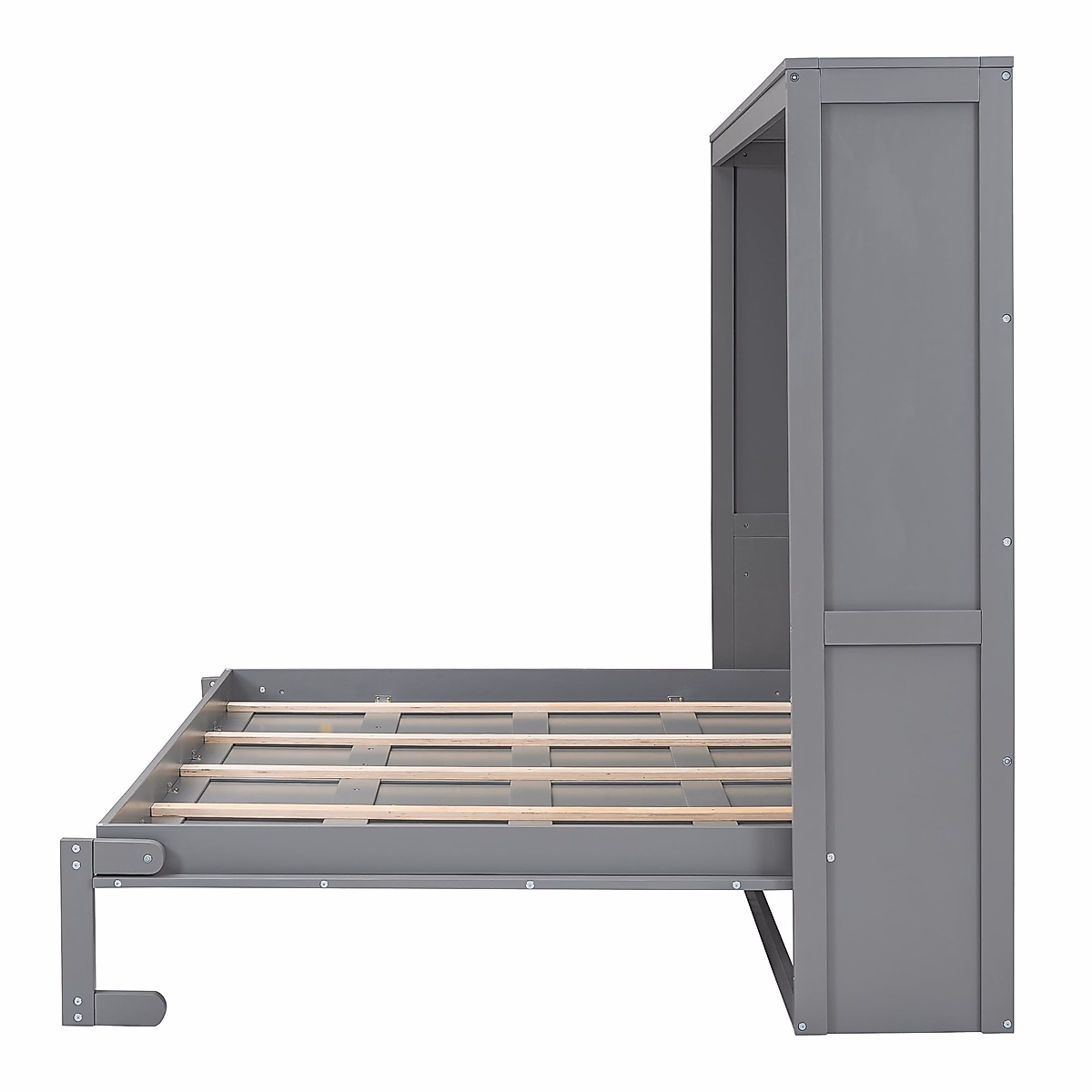 Mobile Murphy Bed Wall Bed Chest Versatility Bed, Queen Size Wood Murphy Bed Wall Bed Frame, Foldable Platform Bed Folded into Cabinet, Bedroom Furniture Folding Bed Cabinet Bed (Gray Bed)