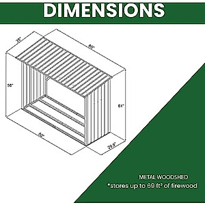 Hanover Indoor or Outdoor Firewood Rack, Open Woodshed for Wood Storage, Galvanized Steel Material, 7.1-Ft. x 2.75-Ft. x 5-Ft., Dark Gray