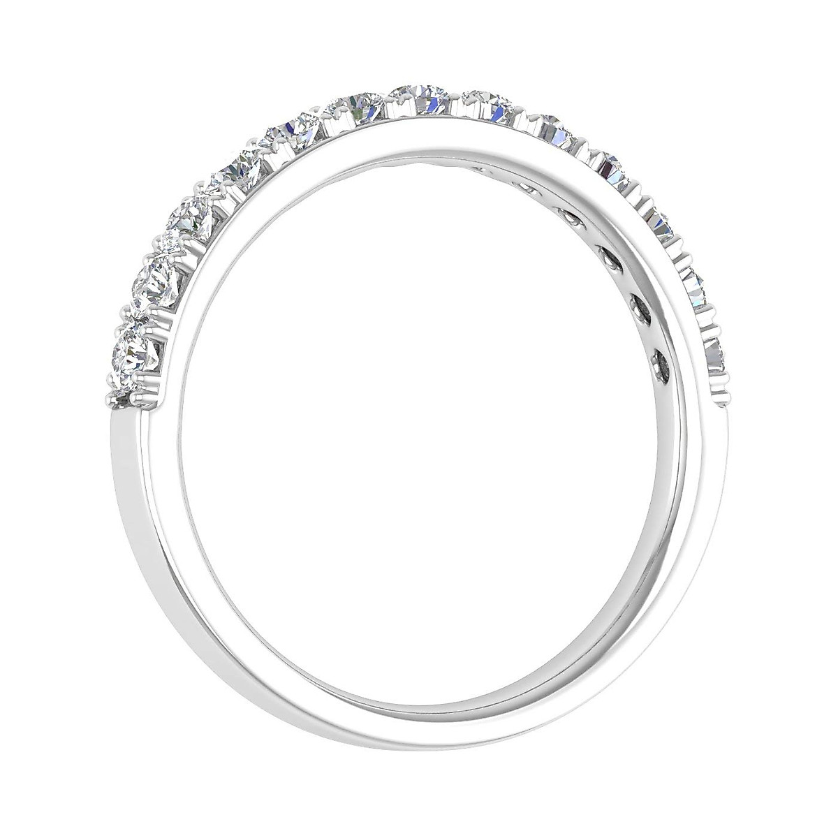 1/2 Carat Round Diamond Wedding Band Ring in 14K White Gold (Ring Size 9.25)