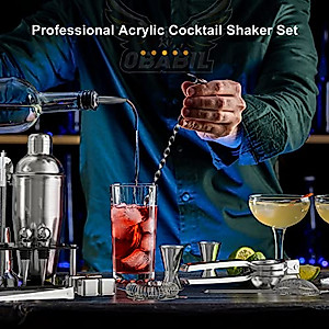 30-Piece Cocktail Shaker Set Stainless Steel Bartender Kit with Acrylic Stand & Cocktail Recipes Booklet, Bar Sets for Home, Professional Bar Tools for Drink Mixing, Party, Include 4 Whiskey Stones