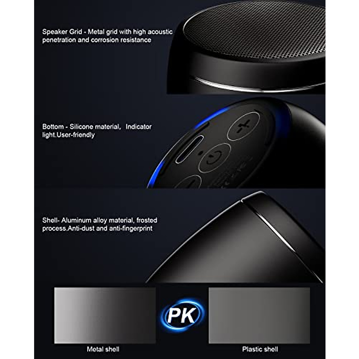 comiso Bluetooth Speakers with Stereo Sound, Punchy Bass Mini Speaker with Built-in-Mic, Hands-Free Call, Small Speaker with Brief Design. Portable Speaker for Hiking, Biking, Car, Gift, iPhone.