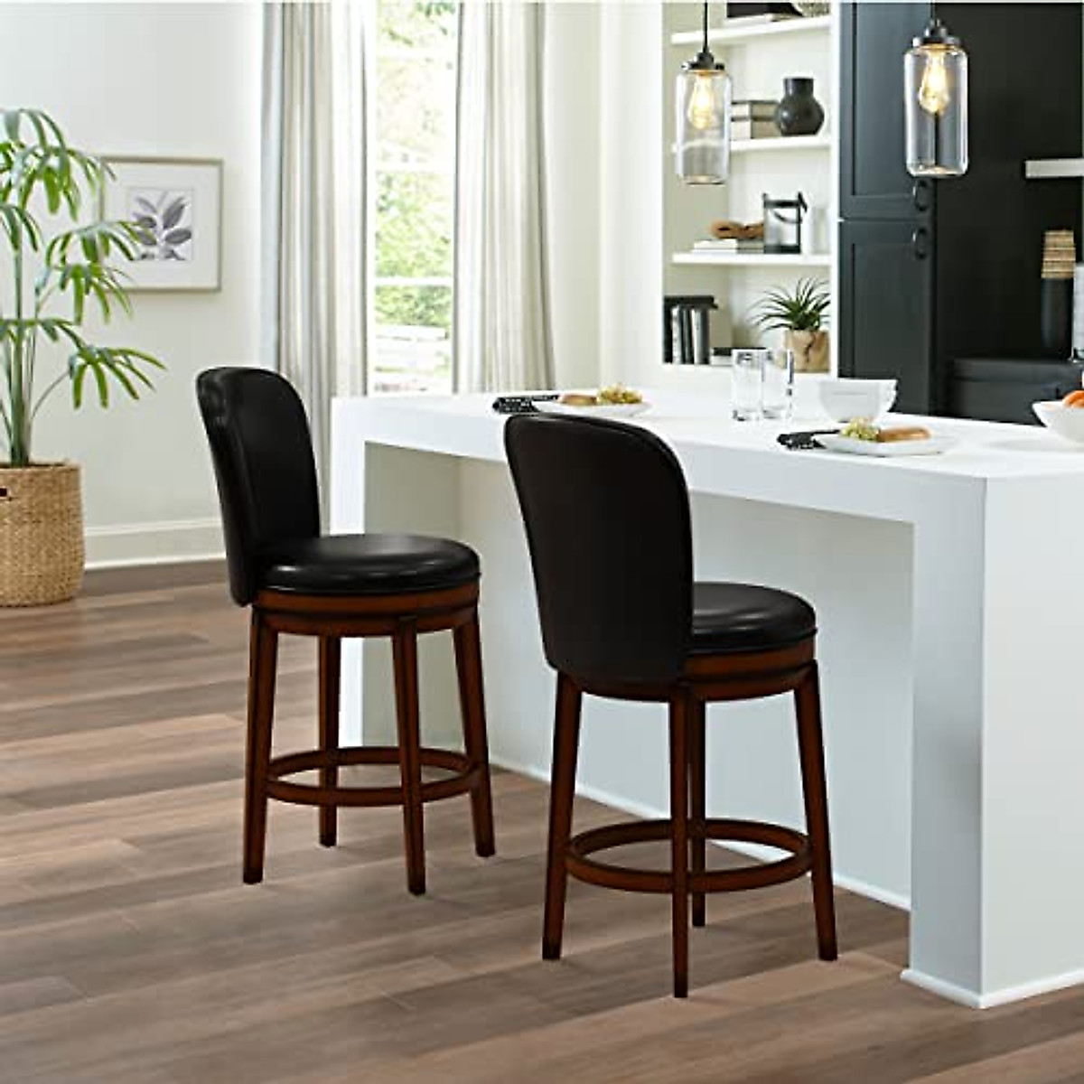 Hillsdale Victoria Swivel Bar Stool, Counter Height, Dark Chestnut