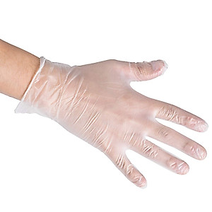 200 Disposable Vinyl Gloves, Non-Sterile, Powder-Free, Smooth Touch, Food Service Grade, Medium Size [2x100 Pack]