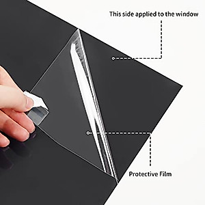 MecTo Window Privacy Film Opaque One Way Window Film Removable Static Cling Non Adhesive Privacy Window Film Sun Blocking Window Tint for Home Office (Black-Silver, 17.7 x 78.7 Inch)
