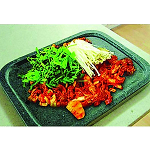 Jangsoo Gobdol Korean Circular Type BBQ Stone Grill,Korean Natural Stone Home Plate Pork Belly Roasting BBQ Pan, Stone Plate Stovetop Barbecue Grill Pan (11.8"x 1.2")