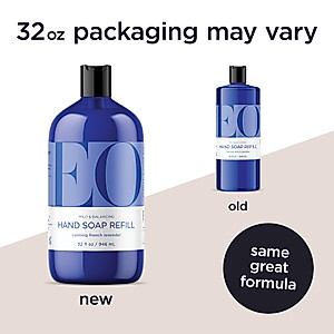 EO Liquid Hand Soap Refill, 32 Ounce (Pack of 2), French Lavender, Organic Plant-Based Gentle Cleanser with Pure Essential Oils