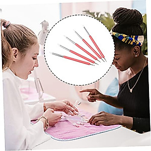 FOMIYES 5pcs Silicone Dot Needle Pen Nail Set Tool Pinceles Para Uñas Acrilicas Nails Kits Salon Nail Stylus Pen Nail Brush Pen Nail Art Tip Dot Nail Liner Brush Manicure Brush Pen Pink