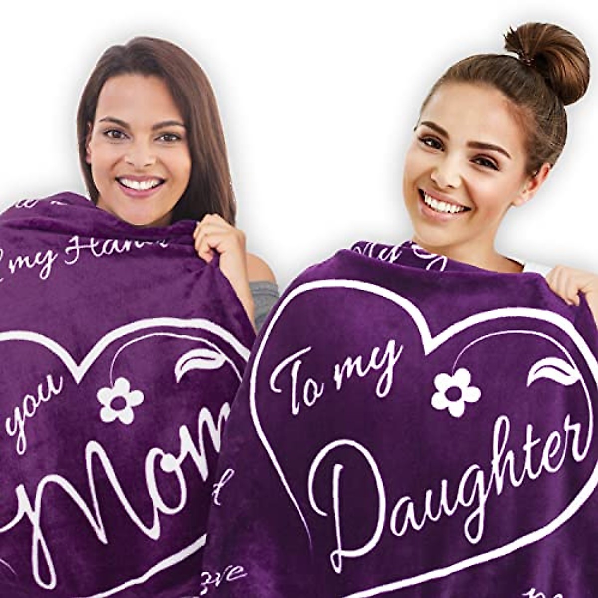 ButterTree Mom and Daughter Blankets, Throw Blankets 65" x 50" (2-Pack, Purple)
