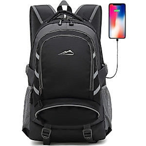 ProEtrade Backpack Daypack for School College Laptop Travel, Computer Bookbag Bag with USB Charging Port Anti Theft Laptop Compartment Fits 15.6 Inch Notebook, Gifts for Men & Women (Black)