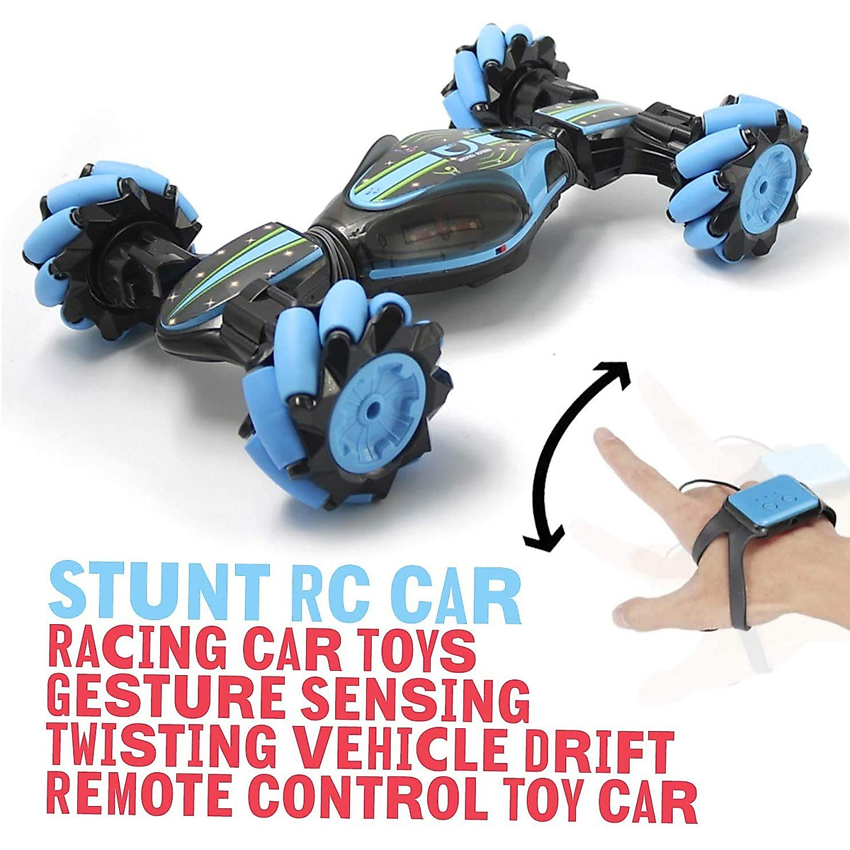 Remote Control Stunt Toy Car,Twisting Off-Road Vehicle,360 Degree Flip Double Sided Rotating Race Car,2.4G Gesture Sensing with Four-Wheel Drive,Best Gift for Kids and Adults.£¨Blue
