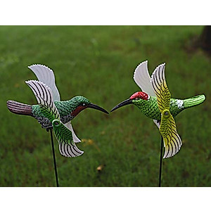 UOUDIO 4Pcs Hummingbird Garden Decor Stakes with Windmill, Durable Garden Ornaments Outdoor Decorations for Patio Lawn Yard