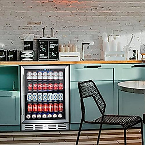 Kalamera 24 inch Beverage Refrigerator - 154 Cans Capacity Beverage Cooler- Fit Perfectly into 24" Space Built in Counter or Freestanding - for Soda, Water, Beer or Wine - For Kitchen, Bar or Office
