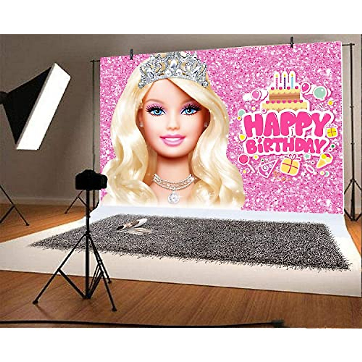 Withu Pink Backdrop for Girls Lady Women Birthday Party Sparkle Cake Table Decor Photoshoot Studio Video Photography Background Banner Photo Props