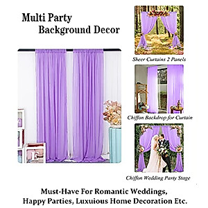 Chiffon Backdrop Curtain-2 Panels 29x96-Inch Wedding Backdrop Drapes Lavender Sheer Curtain Panels Tulle Backdrop Chiffon Fabric Photography Backdrop for Party (29''x96''x2pcs, Lavender)