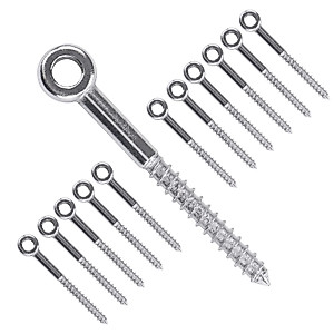 Muzata 12Pack 2.9Inch M6 Screw Eye Hook Wood Screws Metal Hook T316 Stainless Steel for Wood Securing Cable Wire Terminal Ring Eyelet Stand Self Tapping Eye Bolt Indoor Outdoor CN07 HN1