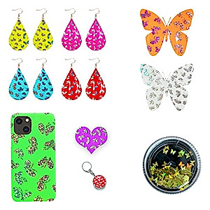 HYANG Butterfly Solid Transparent PVC Super Clear Holographic Vinyl Faux Leather Sheets 1 Roll 12" x 47" (30cm x 120cm) for DIY Bows Earrings Bags DIY Crafts Making