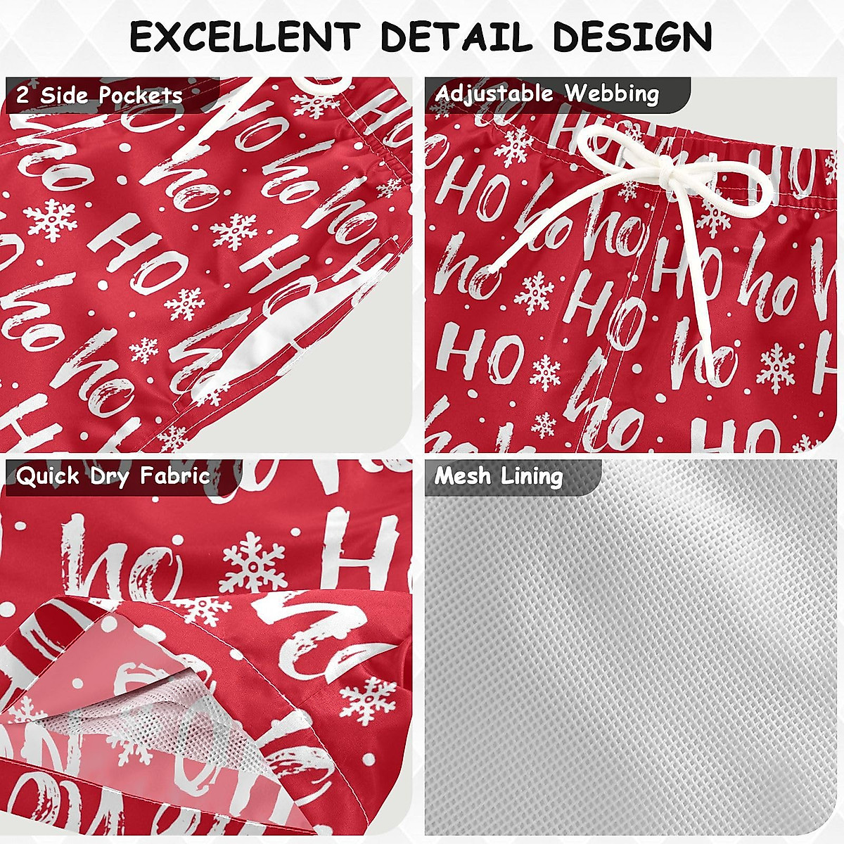 Aflyko Christmas Board Shorts Ho Ho Ho Xmas Snowflake Swim Trunk Bathing Suit New Year Boys Girls Beach Swimwear Quick Dry Swimming Shorts All Day Shorts Gym Shorts S