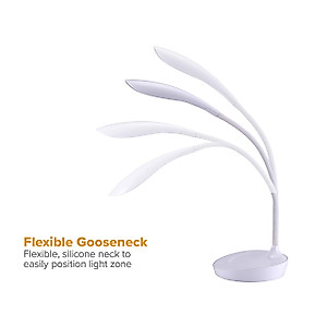 Bostitch Office LED Gooseneck Desk Lamp with USB Charging Port, 3 Dimming Levels, Touch Control, White (VLED1502-WHITE)