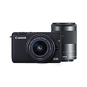 Canon EOS M10 Mirrorless Camera Kit EF-M 15-45mm f/3.5-6.3 and EF-M 55-200mm f/4.5-6.3 Image Stabilization STM Lenses (Black)