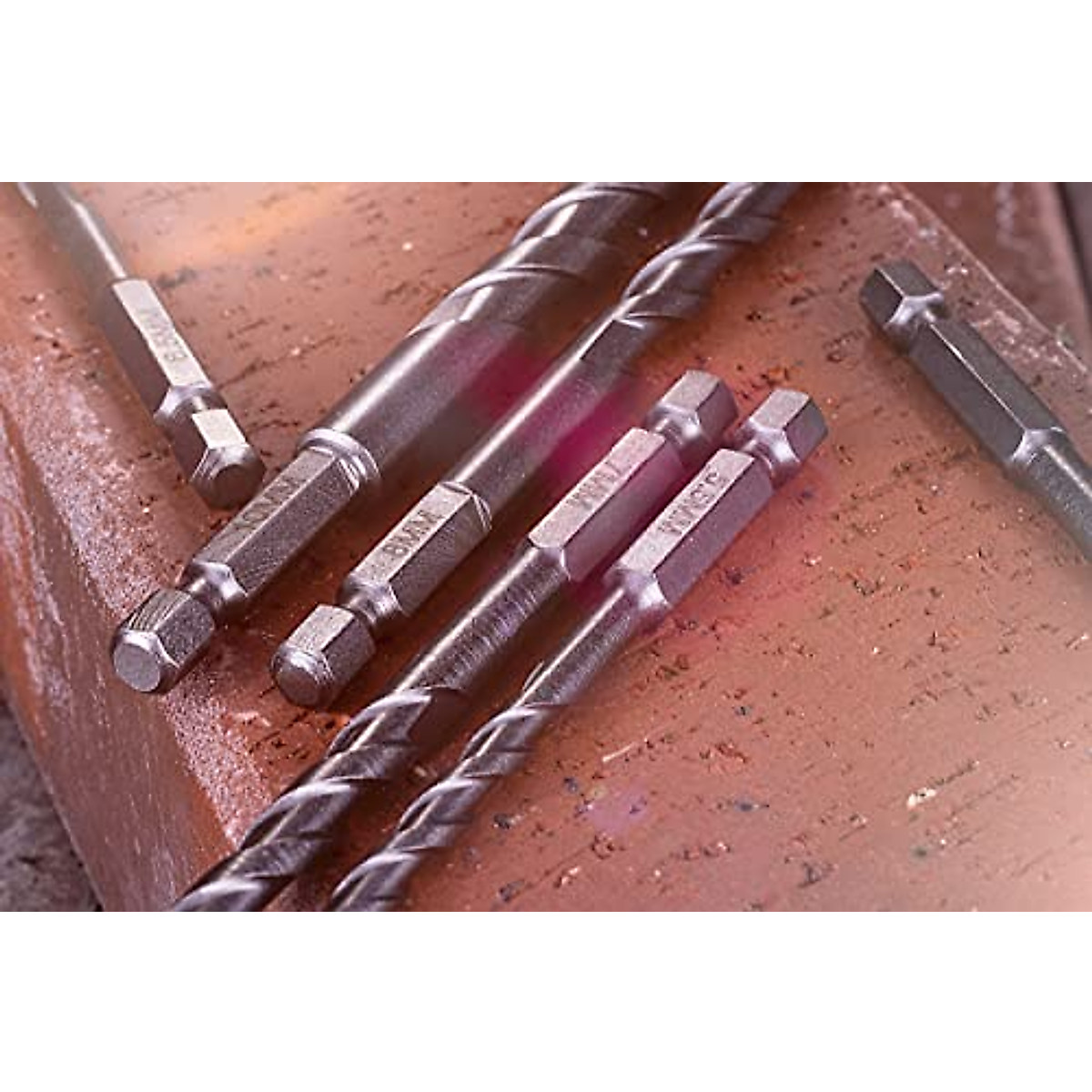 NordWolf 9-Piece Metric Carbide Tipped Masonry Drill Bit Set with 1/4" Hex Shank for Concrete, Brick, Block & Stone, Sizes 5.5(x3)-6.5(x3)-7-8-10mm