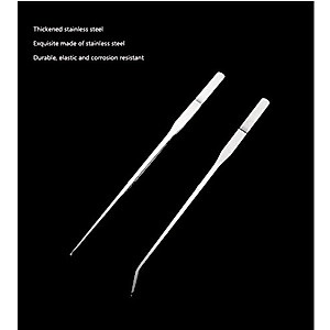 Aquarium Tweezers Extra Long 10.6 inches (27cm),, 2 Piece Aquarium Tweezers Stainless Steel Straight and Curved Tweezers Set for Foreground Fish Tank Plant Aquascape Tools, Feeding Tongs