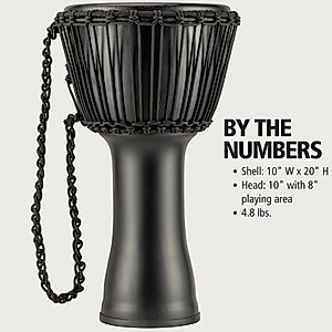 Meinl Percussion Series Travel Djembe Hand Drum Circle Instrument, Synthetic Shell and Goat Skin Head — NOT Made in China — African Mali Weave Rope Tuning, 2-Year Warranty (PADJ4-M-G)