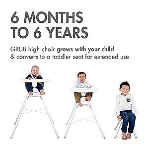 Boon GRUB Adjustable Baby High Chair - Convertible High Chair and Toddler Chair - High Chairs for Babies and Toddlers 6 Months to 6 Years - Dishwasher Safe - Gray