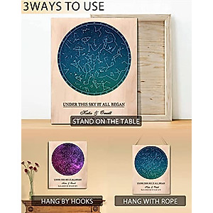 Bohva Gifts for Boyfriend Anniversary Wedding Gift for Him, Valentines Couples Engagement Birthday Gift for Husband, Personalized Gift for Men, Custom Star Map the Night Sky Print On Wood