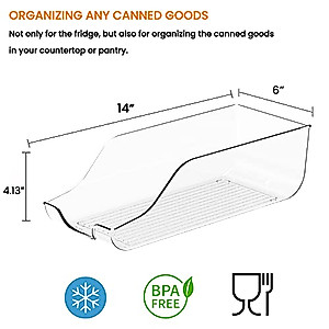 vacane Set of 4 Soda Can Organizer for Refrigerator, Clear Drink Holder Dispenser - Holds 10 Cans Each, Beverage Canned Food Container Bin Storage Organizer For Fridge, Pantry, Freezer, Countertops