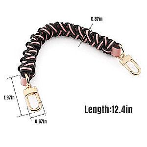 MA SRTAP Genuine Leather Braided Handle Pink Short Replacement Leather Braided Strap Compatible with LV Neonoe, LV Pochete Pouch Bag Purse for Metis Noe BB NM Beaubourg Hobo