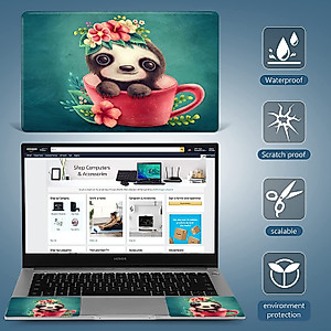 15 15.4 15.6 Inches Laptop Skin Sticker Universal 12.1 13 13.3 14 Inches Netbook Skin Sticker Personalized Reusable Notebook PC Art Protector（Cute Teacup Bear）