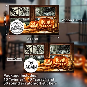 Beshoul Halloween Scratch Off Cards (50 Pack), Halloween Scratcher Tickets, Spooky Party Game for Wedding Baby Shower Birthday Supplies Decorations - A01