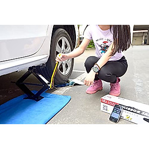 LEADBRAND Scissor Jack 1.5 Tons(3,307 lbs) Capacity Ratchet Handle Saving Strength Design