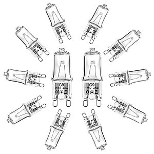 G9 Bulb, 12 Pack G9 Halogen Bulb 40 Watt 120V T4 JCD Type, Dimmable with Long Lasting Lifespan, G9 Halogen Light Bulbs 2 Pin for Chandeliers, Cabinet Lights, Range Hood Lights, 2700K Warm White