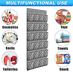 3 Pcs Over The Door Shoe Organizer 24 Large Fabric Pocket Hanging Shoe Rack Holder for Closet Heavy Duty Shoe Storage Organizer Hanger with Sturdy Mental Hook for Sneakers High Heels Men Women Kid