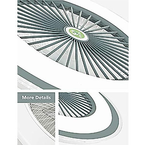 IYUNXI Ceiling Fan with Lights Oversize 24'' Remote Control 40W Ultra-Thin Design Enclosed Round LED 3-Color Dimmable Fan Light with 5 Invisible Blades Low Profile Flush Mount 3-Gear Wind Smart Timing