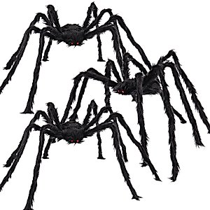 JOYIN 3 Pack 5ft Halloween Realistic Hairy Spiders, 63'' Halloween Outdoor Decorations Scary Spiders with Giant Size for Indoor and Outdoor Decorations