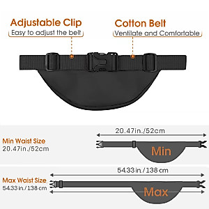 Large Fanny Pack for Women Men - Syican Waist bag with 3-Zipper Pockets, Gifts for Enjoy Sports Traveling Workout Casual Hands-Free crossbody bags Fits MAX 7.9'' iPad & 6.6'' Phone Black