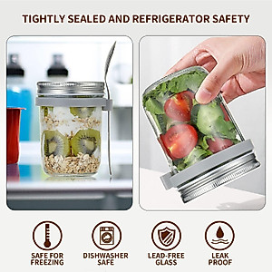 Overnight Oats Jars, 500ml Oatmeal Container, Overnight Oats Container, Jars For Overnight Oats With Measurement Marks Reusable Cups, Mason Jars For Overnight Oats, Large Capacity Airtight Oatmeal