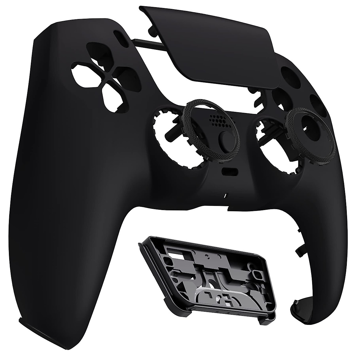 eXtremeRate Luna Redesigned Black Front Shell Touchpad Compatible with ps5 Controller BDM-010 020 BDM-030 040 050, DIY Replacement Faceplate Custom Touch Pad Cover Compatible with ps5 Controller
