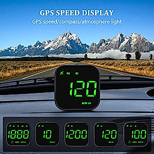 wiiyii G4S Digital GPS Speedometer, New HUD Car Head Up Display with Digital Speed in MPH KPH, Universal for Cars Truck Electric Hybrid Automobile (G4S-Green)