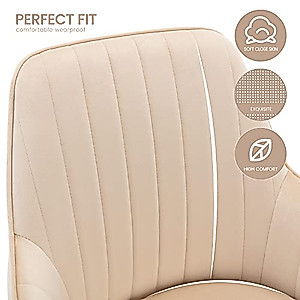Gold Thumb Velvet Dinning Chair Set of 2 Mid-Back Accent Chair Modern Leisure Armchair with Gold Plating Legs Upholstered Living Room Chair (Beige-2PCS)
