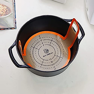 2PCs GUY DREAM Silicone Baking Mat for Dutch Oven - Non-stick Bread Sling - 8.3 Inch Reusable Bread Baking Mat – Silicone Dutch Oven Liner with Long Handles & 1 Set of Silicone Brush & Spatula