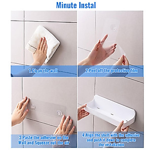 Diesisa 2pc Acrylic Wall Mounted Shower Caddy, Adhesive Shelf, Bathroom Shelves for Wall, No Drilling Hang Walls,Stick on Shelf, with Self Adhesive Tape, for Bathroom, Kitchen, Living Room