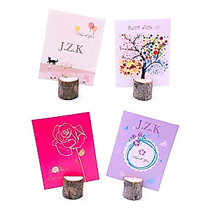 JZK 30 x Real Wood Wedding Table Number Holders Name Card Photo memo Place Card Holder Stand for Rustic Theme Wedding Christmas Birthday Garden BBQ Party