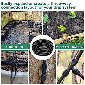 Maotong 40 FT 1/2 inch Drip Irrigation Tubing Main Line Hose Tube for Garden Irrigation System (Includes 1/2" Straight Connector and 3-Way Connector)